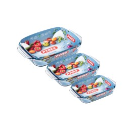 PYREX GLASS RECTANGULAR ROASTER SET 31X20+35X23+39X25CM | Spinneys Lebanon