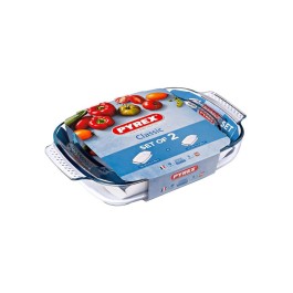 PYREX GLASS RECTANGULAR ROASTER SET 34X22 AND 38X25CM | Spinneys Lebanon