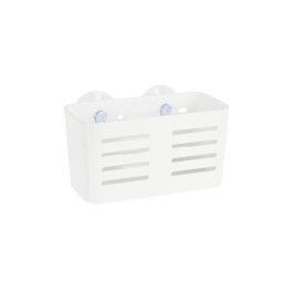 BATH SOLUTIONS PLASTIC BATHROOM RACK WITH 2 SUCTION HOOKS WHITE ...